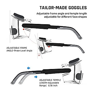 TOREGE Safety Glasses Over Glasses, Anti Fog Safety Glasses With Adjustable Frame And Temples,Fit Well Over Eyeglasses (Black)