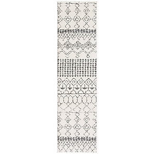 SAFAVIEH Tulum Collection Accent Rug - 2' x 5', Ivory & Grey, Moroccan Boho Distressed Design, Non-Shedding & Easy Care, Ideal for High Traffic Areas in Entryway, Living Room, Bedroom (TUL229A)