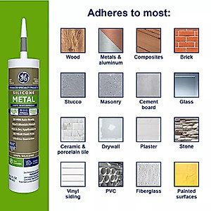 GE Sealants & Adhesives GE5050 Advanced Silicone 2 Sealant, 10.1oz, Metallic Gray