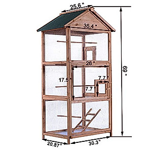 MCombo 70 inch Outdoor Aviary Bird Cage Wooden Vertical Play House Pet Parrot Cages with Stand 6011-0011L