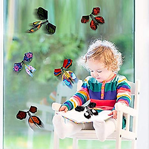 Shyflpopo 18Pcs Magic Flying Butterfly Wind Up Butterfly Flutter Flyers Butterflies Rubber Band Powered for Surprise Wedding Birthday Gift Party Playing Classic Novelty Gag Toy