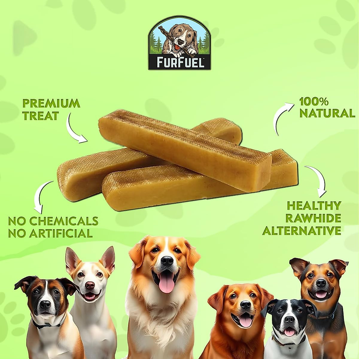 FURFUEL Yak Cheese Himalayan Dog Chews, (6 Counts Large) Long-Lasting Treats for Large & Medium Breeds Yak Chews Made with Pure Natural Ingredients, Perfect Dog Chews for Aggressive Chewers