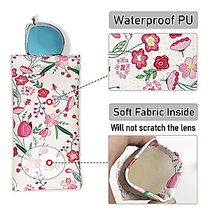 WOW DING 3 PACK Sunglasses Case, Eyeglasses Pouch for Women, Portable Leather Soft Glasses Cases with Cleaning Cloth