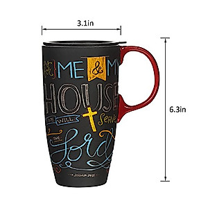 CEDAR HOME Coffee Ceramic Mug Porcelain Latte Tea Cup With Lid 17oz. Me & My House