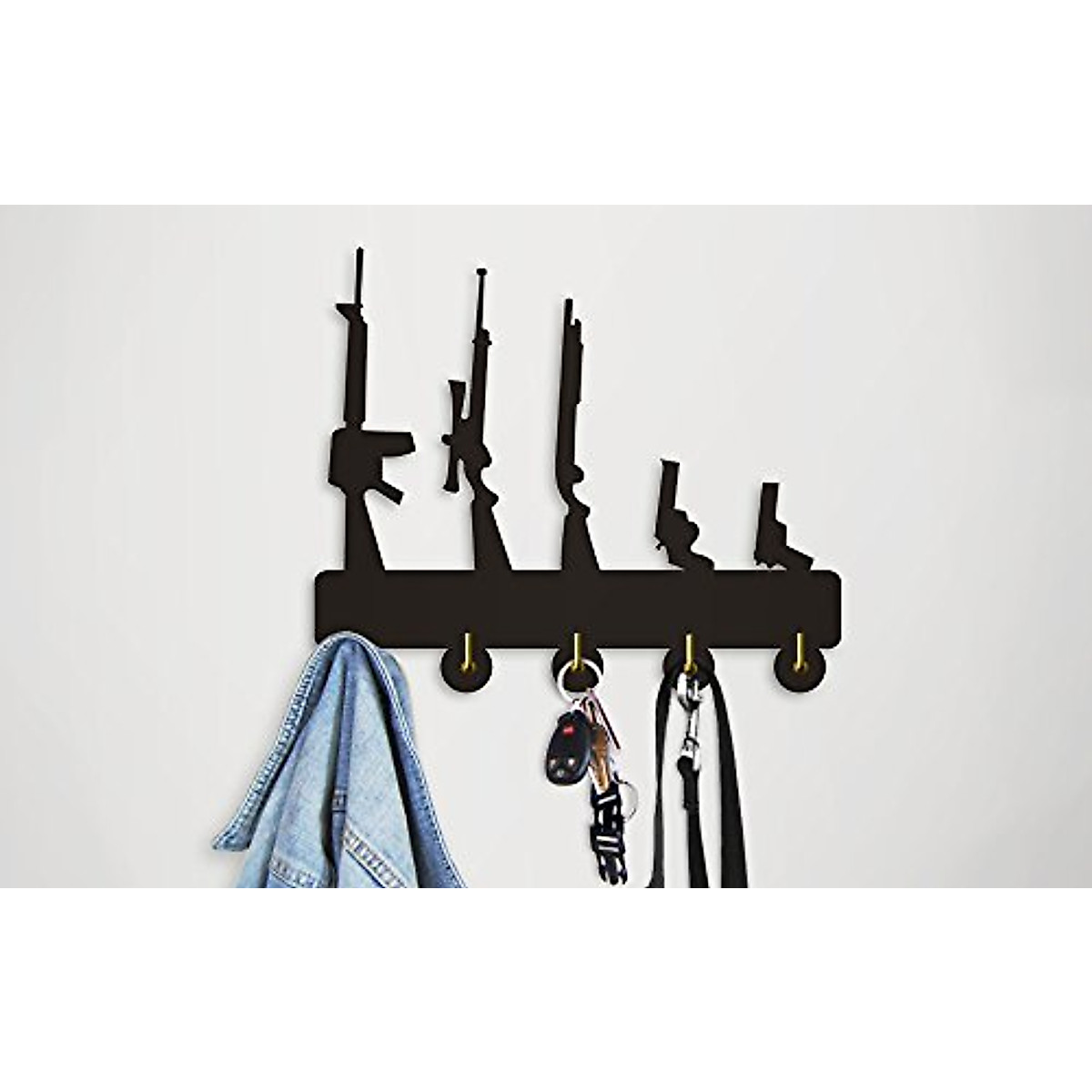 The Geeky Days Funny Gun Family Shape Design Coat Hooks Coat Hanger Firearms Weapons Key Hanger Key Hooks Rack Home Decor Modern Wall Hooks
