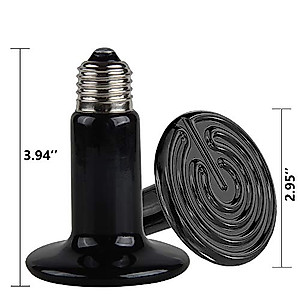 BOEESPAT 250W Ceramic Heat Emitter Reptile Heat Lamp Bulb Chicken Heater Light for Pet Brooder Coop Lizard Turtle Aquarium Snake, No Harm No Light (Black)