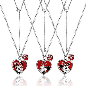 Disney Girls Minnie Mouse BFF Necklace Set of 3 - Best Friends Necklaces with BFF Charm and Minnie Mouse Pendant