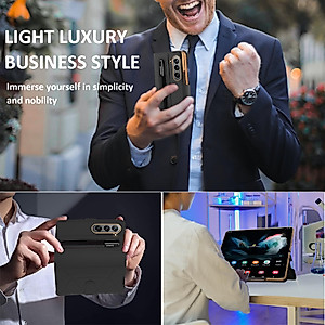 NINKI Compatible Samsung Galaxy Z Fold 5 Case with S Pen Holder & Screen Protector,Shockproof Luxury PU Leather+PC Protective Cover Stand Case for Samsung Z Fold 5 5g Phone Case with Kickstand Black