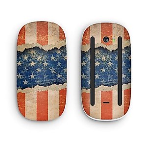 Design Skinz Scratched Surface Peeled American Flag Vinyl Decal Compatible with The Apple Magic Mouse 2 (Wireless, Rechargable) with Multi-Touch Surface