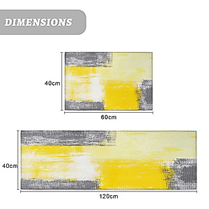 Yellow Kitchen Rugs, Kitchen Mat Kitchen Gadgets, Yellow Abstract Art Runner Rug, Kitchen Mats for Floor, Yellow Kitchen Rug 2PCS, Yellow Kitchen Decor Floor Mats, Kitchen Runner Rug, Anti-Fatigue Mat