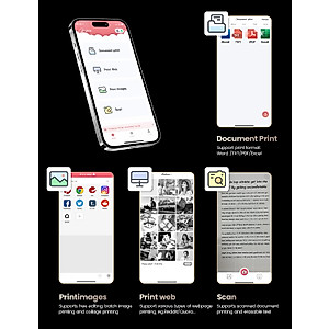 Phomemo Upgraded Q302 Portable Printer, Ultra-High 300dpi Inkless Printer Silent Printing, Wireless Bluetooth Thermal Printer Compatible with Phone & PC, Compact Printers for Business Travel