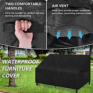 Miuwauer Patio Loveseat Cover Waterproof 60" Wx34 Dx30 H Outdoor Couch Cover Heavy Duty with Air Vent Patio Furniture Covers for 2-Seat Couch Sofa Loveseat Lawn Garden, Black