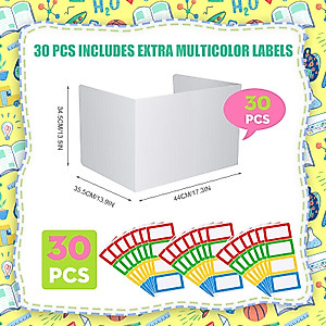 30 Pcs 14 × 17.5 × 14 Inch Privacy Folders for Student Plastic Sturdy and Waterproof Privacy Shields Test Desk Dividers with Classroom Privacy Boards for School Study Teacher Supplies