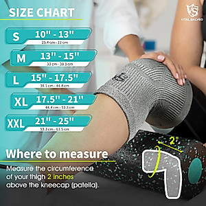 VITAL SALVEO Knee Sleeve-Knee Brace C3-COMFORT for Joint Pain Relief, Germanium and Charcoal Yarn Circulation For Men and Women (1 Pair)-XX-Large