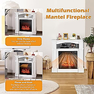 GOFLAME 32" Electric Fireplace with Mantel and Remote Control, Freestanding Mantel Fireplace Heater with 3 Flame Brightness, Thermostat, 6H Timer, Overheat Protection, CSA Certified, 1400W (White)