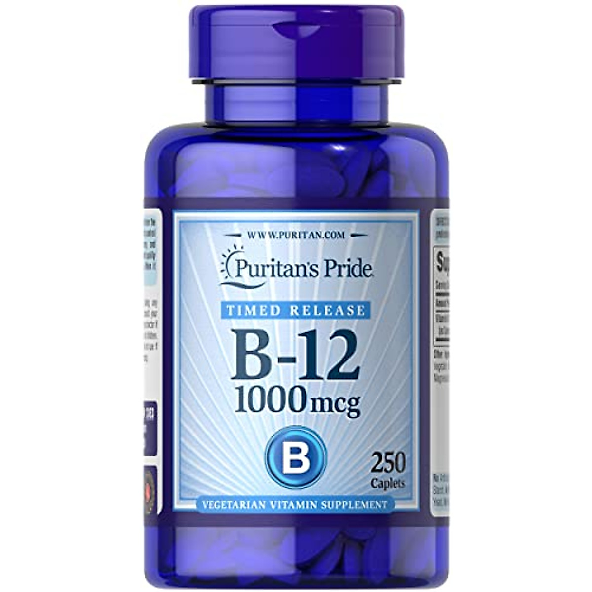 Puritans Pride Vitamin B-12 1000 Mcg Timed Release Caplets, 250 Count