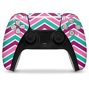 WraptorSkinz Skin Wrap compatible with Sony PS5 DualSense Controller Zig Zag Teal Pink Purple (CONTROLLER NOT INCLUDED)