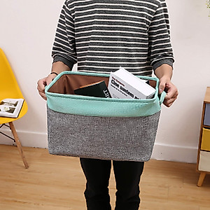 HOKEMP Large Foldable Storage Bins [3-Pack] -14.9 x 10.6 x 9 inch Storage Basket Collapsible Durable Organizer Bin with Carry Handles for Nursery, Home Closet, Toys, Towels, Laundry (Teal)