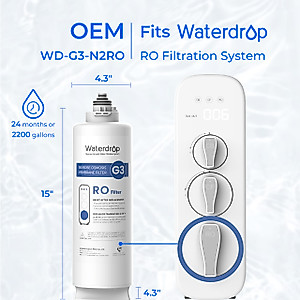 Waterdrop G3 Replacement Filter, Replacement for 𝐖𝐃-𝐆𝟑-𝐖 𝟒𝟎𝟎𝐆𝐏𝐃 Reverse Osmosis System, Pack of 1 WD-G3-CF Filter, 1 WD-G3-CB Filter, and 1 WD-G3-N2RO Filter