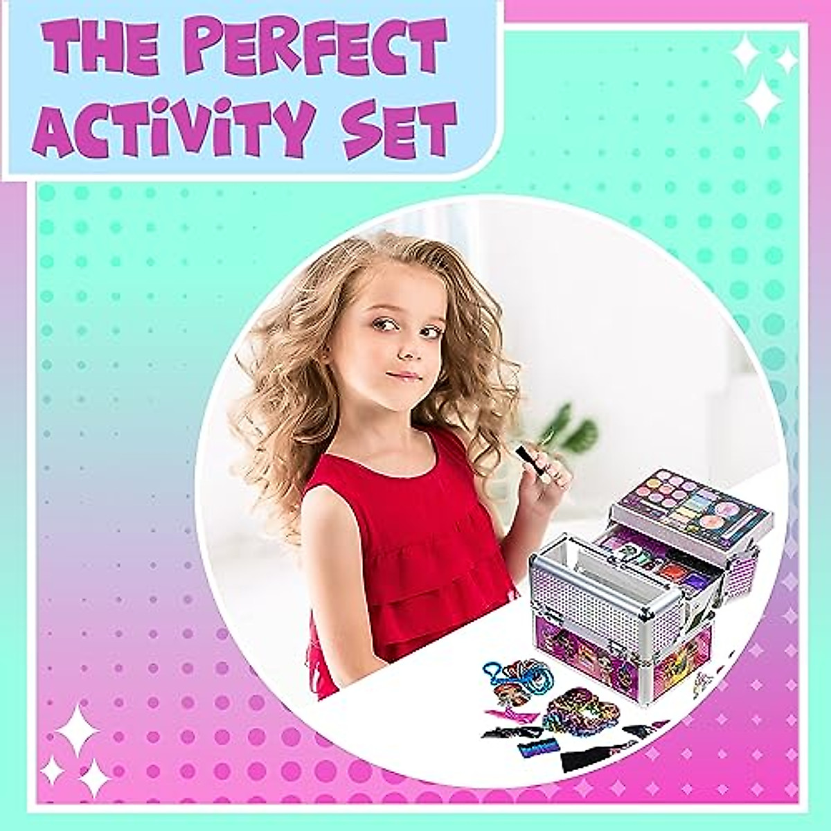 L.O.L Surprise! Townley Girl Train Case Cosmetic Makeup Set Includes Lip Gloss, Eye Shimmer, Nail Polish, Hair Accessories & More! for Kids Girls, Ages 3+ Perfect for Parties, Sleepovers & Makeovers