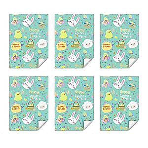 Gift Wrapping Papers, Easter Egg Rabbit Sheep Chick Wrap Paper, Happy Easter Theme Gift Wrap Paper for Kids Girls Boys Family Friends in Eater Day or Birthday Party, 20 x 28 inches per sheet(6 sheets)