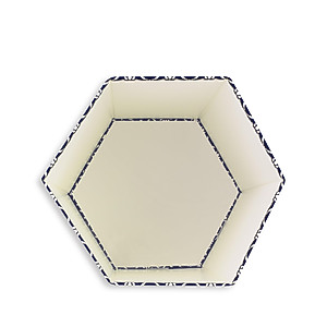 STEEL MILL AND CO. Open Waste Paper Bin Collapsible Office Trash Can, Waste Basket for Office, Bedroom, Bathroom, Trash Can, Garbage Bin, Recycling Container, Dustbin, Small, Geometric Navy