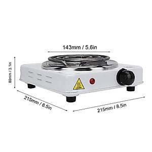 ANGGREK Electric Coil, 1000W Electric Hot Household Mini Portable Electric Stove Heater Heating Plate for Coffee Tea White (US Plug 110V)