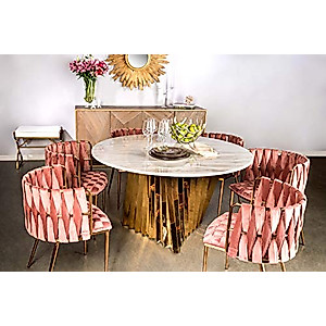 Statements by J Waterfall Marble Top Dining Table, Gold, White