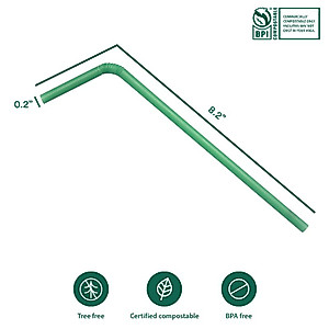 ECO SOUL 100% Compostable Straws [100 Count][8.25"] Eco-Friendly Biodegradable Sustainable Disposable Straws, Cocktail Cold Drink Smoothie Bendable Straws