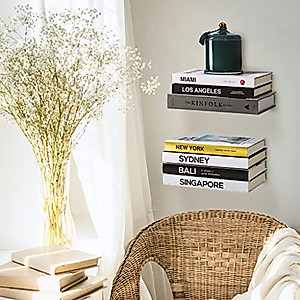 Sorbus 2 Invisible Floating Bookshelves - Trick of The Eye Floating Effect - Wall Mounted Bookshelf - Use in Bedroom, Office, Reading Nook, & Library - Great for Kids & Book Collections