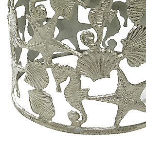 Deco 79 Aluminum Metal Sea Life Side End Accent Table End Table, Side Table 18" x 18" x 18", Silver