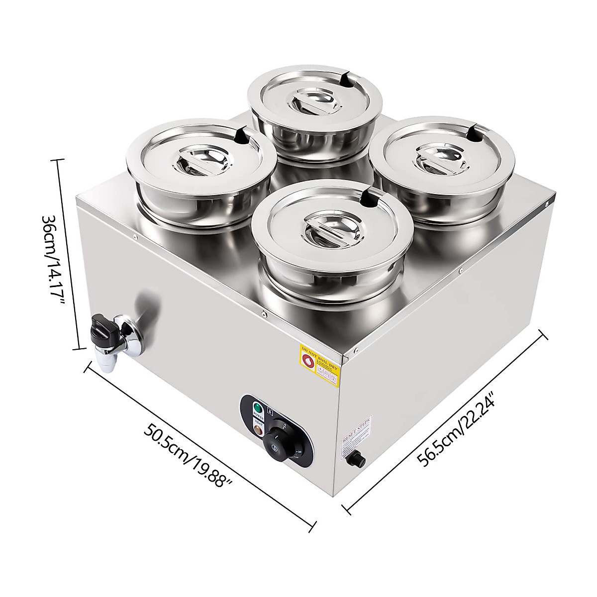 110V Commercial Electric Soup Warmer,16.8 Qt Capacity, Adjustable Temp 86-185°F, Stainless Steel Countertop Pot with Tap for Cheese Hot Dogs Rice