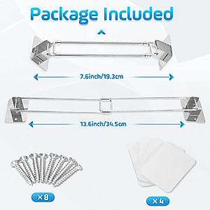 Zylany RV Shower Corner Storage Bar, Adjustable 7.6-13.6 Inches Stainless Steel Rod to Organize Your RV Shower Area, RV Bath Accessory for Securing Toiletrie (2 Pack)