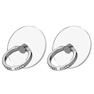 VOVIGGOL Cell Phone Ring Holder Stand 2 Pack, Glitter Phone Ring Bling Sparkle Finger Kickstand 360°Degree Rotation Clear Phone Ring Grip Compatible iPhone Cellphone Phone Case(Glitter Round)