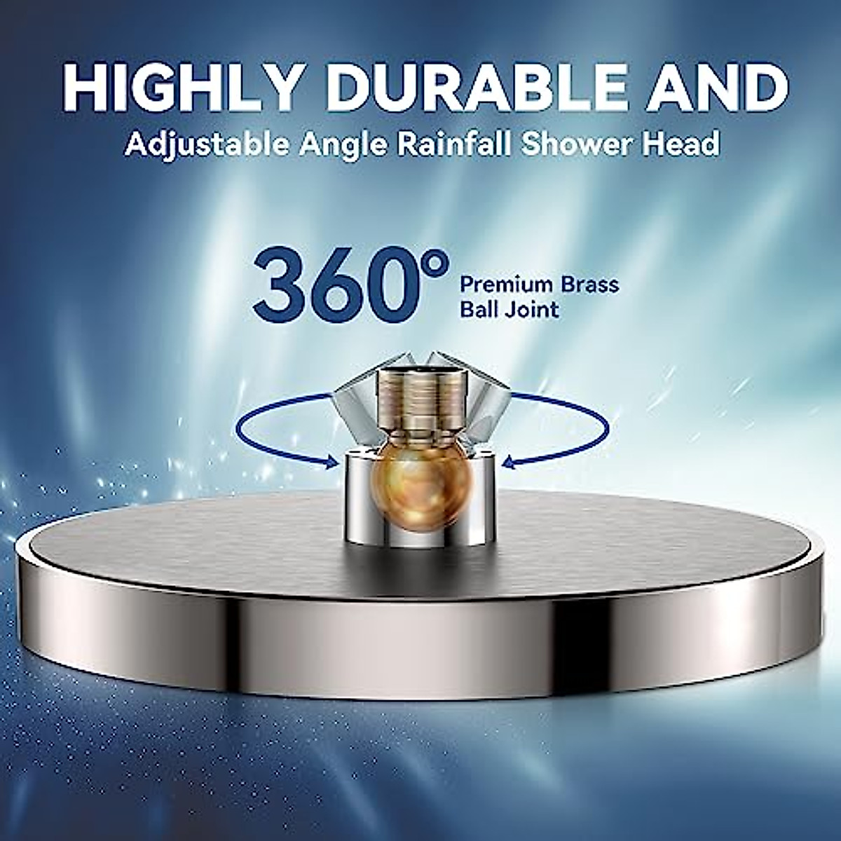 Auterfar Shower Head High Pressure | 8" Large Rain Shower Head | Luxury Shower Experience | Chrome Plated Finish and Adjustable Angles | 126 Anti-Clogging Silicone Nozzles Fixed Showerhead