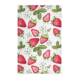 Kigai Kitchen Dish Towels Strawberry Floral Soft Tea Towel Set of 1 Absorbent Dishcloths Hand Towels for Dish Clean Cloth 28" x 18"