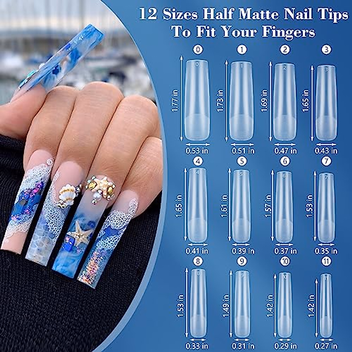Clear Square Nail Tips, Gel Nail Tips for Acrylic Nails Professional，240PCS XL Nail Tips Full Matte Full Cover Straight Square Nail Tips, Slightly C Curve French Nail Tips Use for Nail Extension