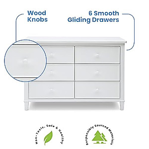 Delta Children Haven 6 Drawer Dresser with Interlocking Drawers - Greenguard Gold Certified, White