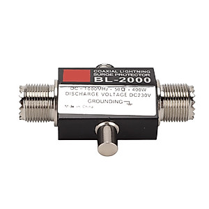 Coax Surge Protector, BL‑2000 Coaxial Lightning Surge Protector Coaxial Lightning Arrestor PL259 Female to PL259 Female Coaxial Lightning Arrestor