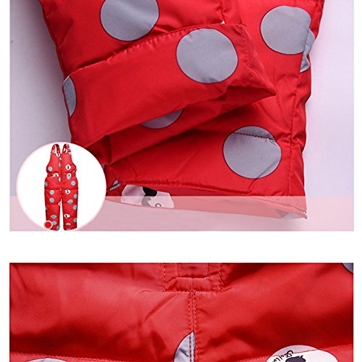 Baby Girls Snowsuit Toddler Puffer Hooded Jacket + Bib Pants 2 Pieces Set Grey 100 Large