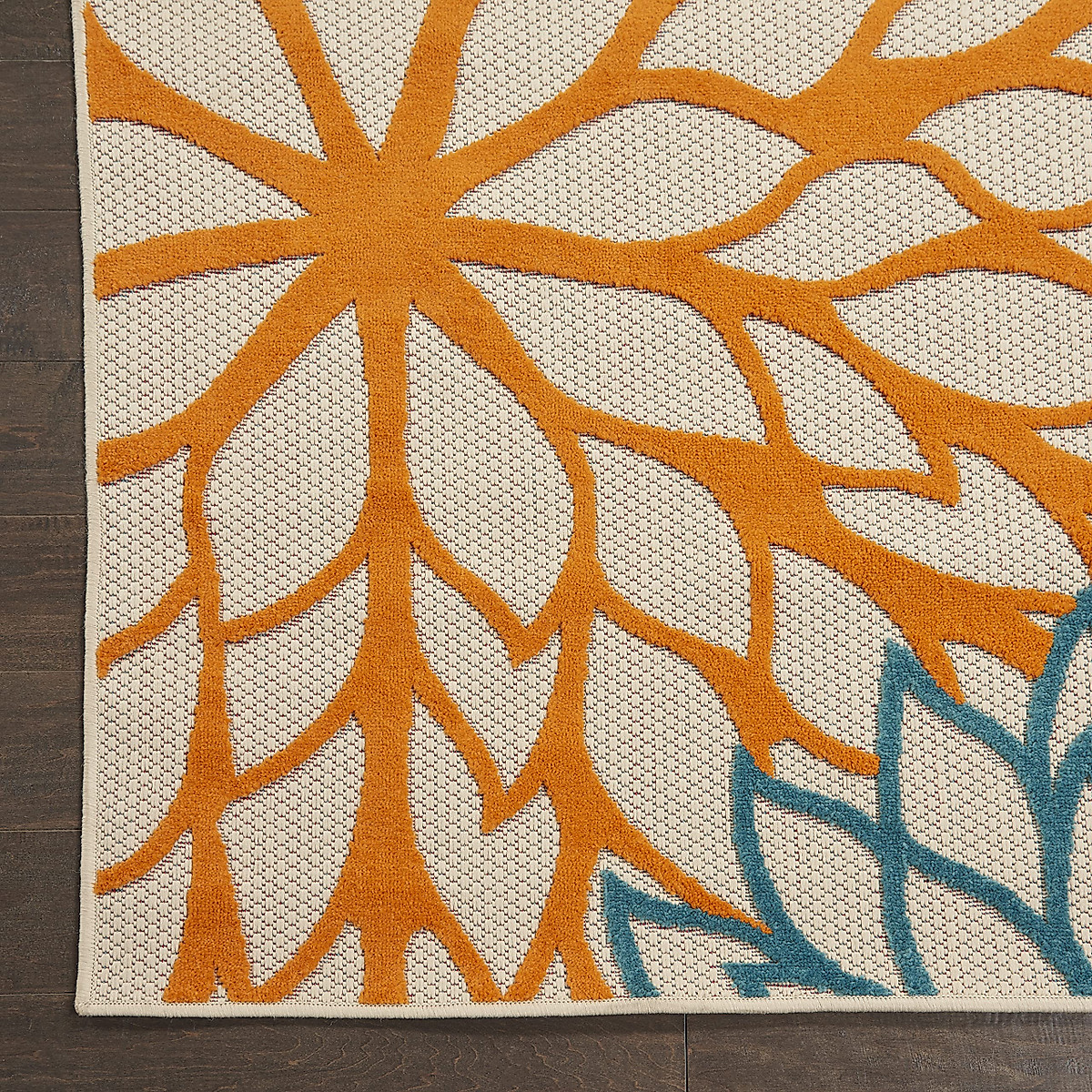 Nourison Aloha Indoor/Outdoor Green 7'10" x 10'6" Area Rug, Tropical, Botanical, Easy Clean, Non Shedding, Bed Room, Living Room, Dining Room, Deck, Backyard, Patio (8x10)