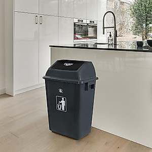 Innouse 13 Gallon Swing Top Trash Can, 4-Pack Large Plastic Kitchen Garbage Can, Gray