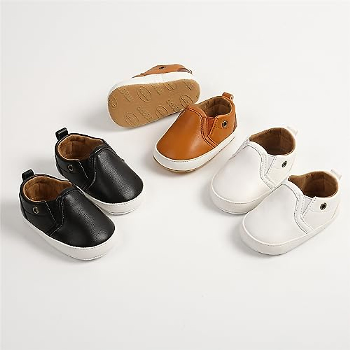 LAFEGEN Baby Boys Girls Classic PU Leather Loafers Soft Sole Oxford Dress Shoes First Walking Flat Moccasins Casual Sneaker(6-12 Months Infant 15 Brown)