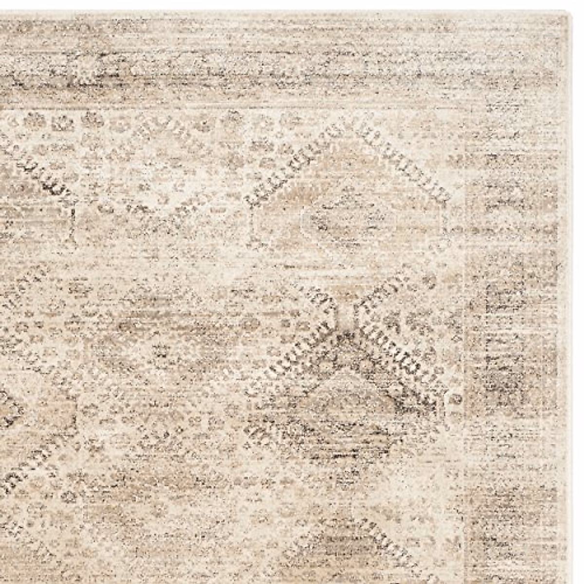 SAFAVIEH Vintage Collection Area Rug - 8' x 10', Stone, Oriental Distressed Viscose Design, Ideal for High Traffic Areas in Living Room, Bedroom (VTG118-3440)