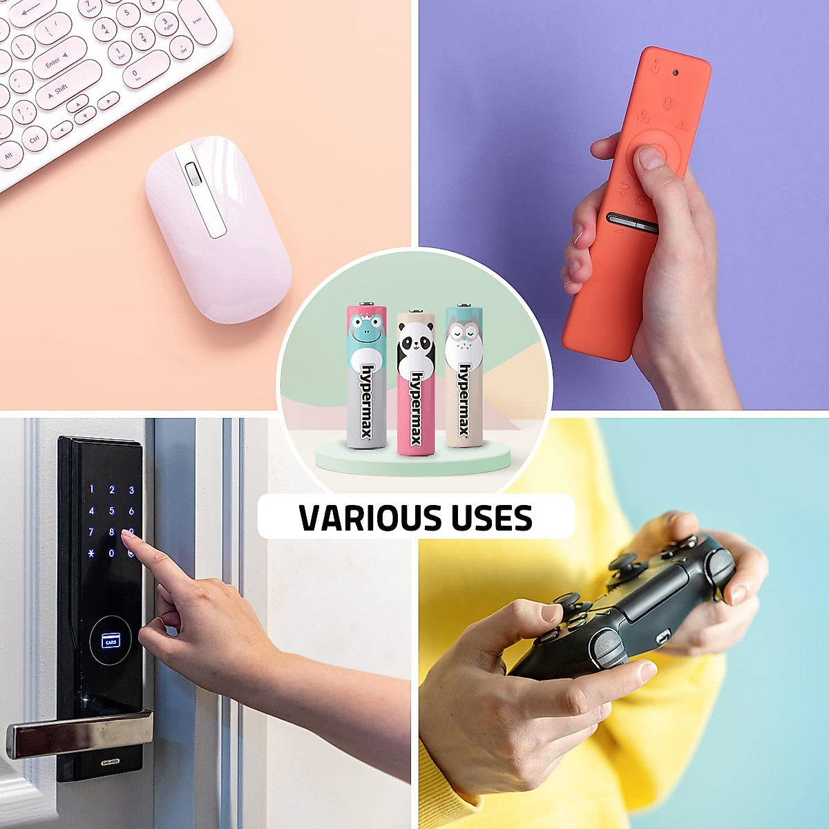 CLEANWRAP Hypermax Cute Character Long-Lasting All-Purpose High-Performance Alkaline AAA Batteries (1.5V - 24 Pack) | Cute AAA Batteries, Household Items Under 10 Dollars, AAA Battery Pack