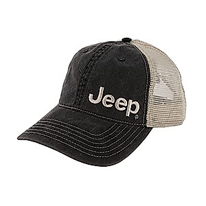 Jeep Garment Washed Trucker Hat - Black