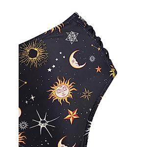 JMSUN Women's Bikini Summer Bathing Suit Sun Star Moon Lattice High Waisted Tankini Swimsuit Yellow