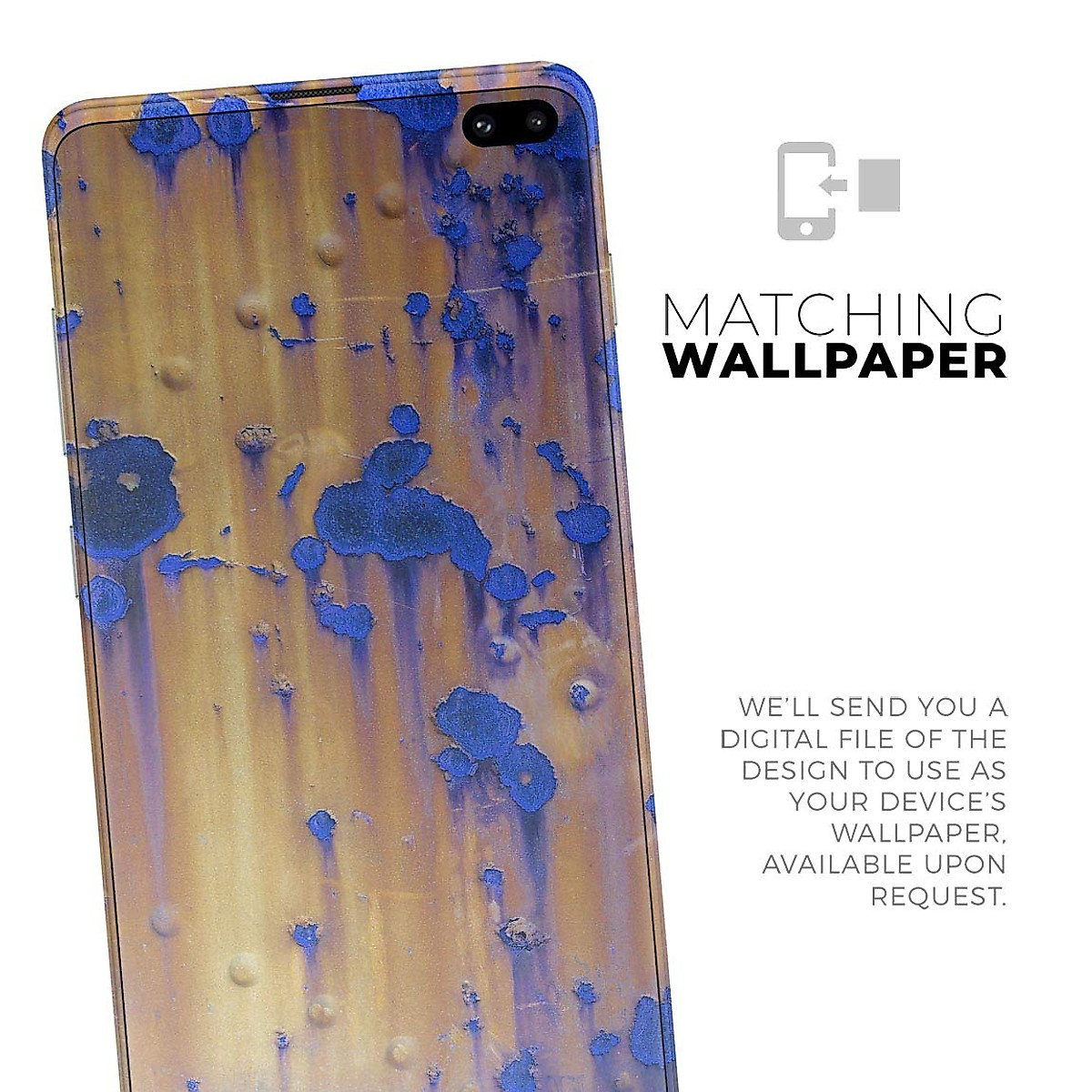 DesignSkinz Hot Orange Metal with Royal Blue Rust Protective Vinyl Decal Wrap Skin Cover Compatible with The Samsung Galaxy S20 (Screen Trim & Back Glass Skin)