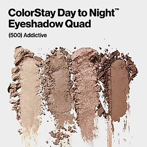 Revlon ColorStay Day to Night Eyeshadow Quad, Longwear Shadow Palette with Transitional Shades and Buttery Soft Feel, Crease & Smudge Proof, 500 Addictive, 0.16 Oz