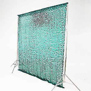 Efavormart 8ft x 8ft Hunter Emerald Green Big Payette Sequin Curtains Photo Booth Backdrop with Rod Pocket Photo Booth Backdrops Photography Background Drapes for Birthday Wedding Party